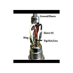 KAISH Stereo Copper Guitar Bass 1/4" Barrel Jack Cylinder Input Output Jacks with 4 Pins Stereo or Mono Jack Black Nickel