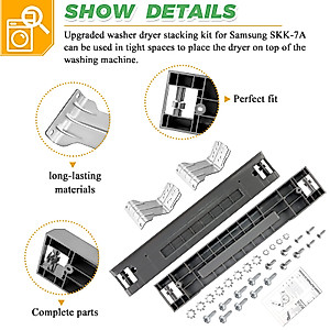 2024 UPGRADED SKK-7A SKK8K Stacking Kit Fit for Samsung Washer & Dryer 27 Inch Front Load Laundry by Techecook - Replace for SKK-7A SK-5A SK-5AXAA SKK-8K SKK8K