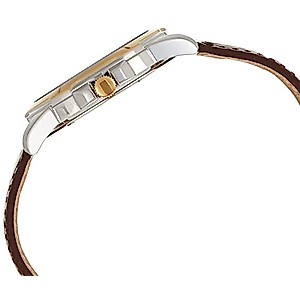 SEIKO Men's SNE102 Stainless Steel Solar Watch with Brown Leather Strap, Black