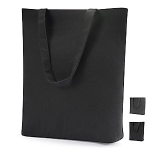 Canvas Tote Bags. (12-pack) Pack Lightweight blank Recycled canvas tote Reusable Cotton Polyester Grocery eco friendly, Suitable for DIY, Gift,Promotion, Activtiy ,Washable, black