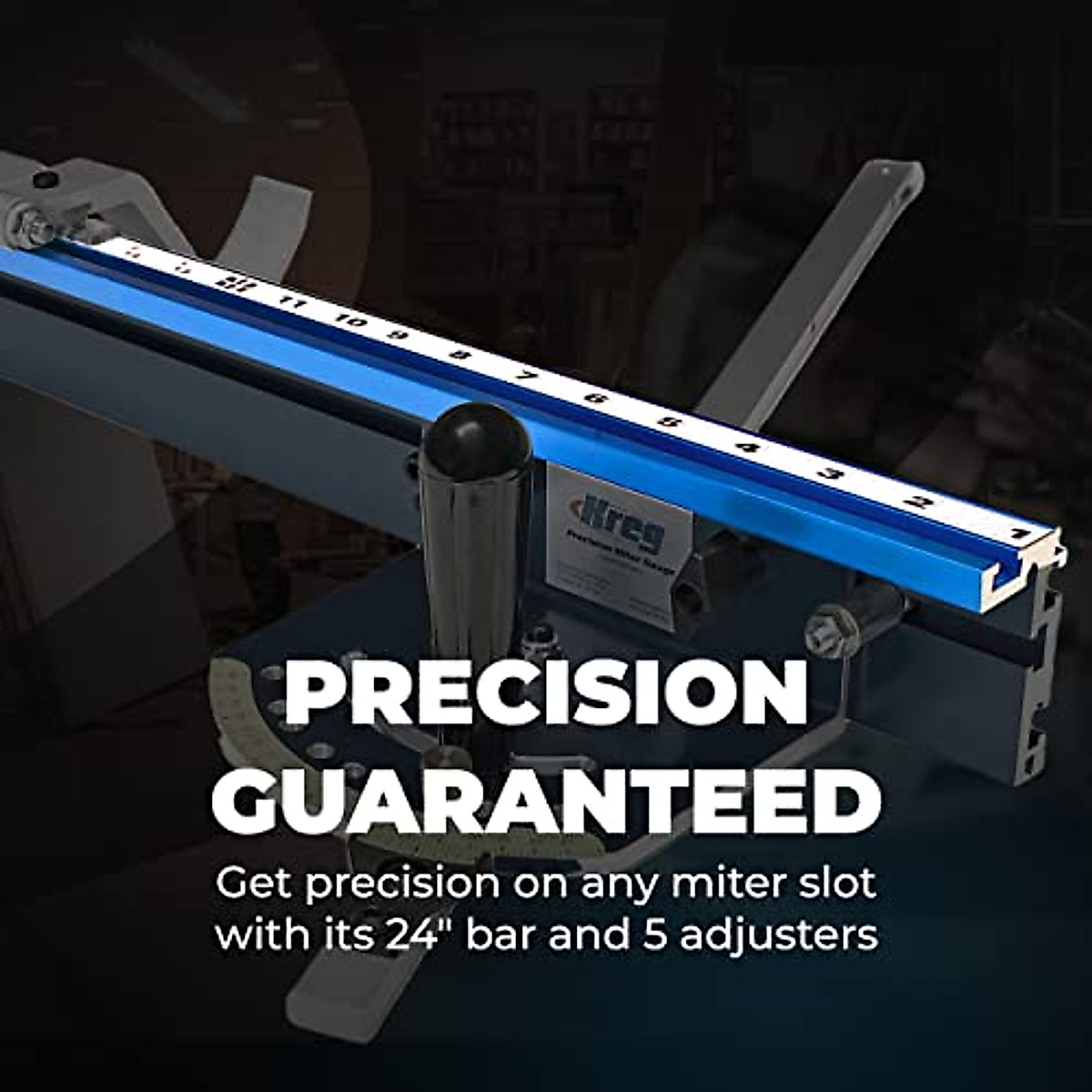 Kreg KMS7102 Table Saw Precision Miter Gauge System - Factory Calibrated - With Miter Gauge Fence & Bar - Miter Gauge for Table Saw