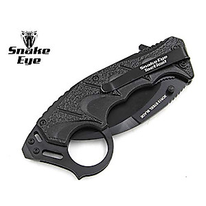 Snake Eye Tactical Everyday Carry Spring Assist Style Folding Pocket Knife EDC (Black)