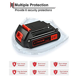 Amityke 3.0Ah Replacement for Black and Decker 20V Battery LBX20, Compatible with 20v Black and Decker Battery 20V Max LBXR20 2Packs