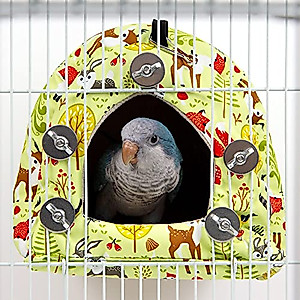Yajuyi Winter Parrot Cage Hammock Parrots Bird Bed Perch Swing Birdcage Accessories Parrot Shed Birds Hanging Nest for Finches Cockatoo Bluebirds, M