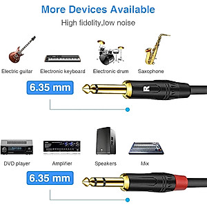 1/4 inch TRS Stereo Y Splitter Insert Cable, Gold Plated Audiowave Series 6.35mm 1/4 inch TRS Male to Dual 6.35mm 1/4 inch TS Male Mono Breakout Cable, Audio Cord (6.6FT / 1PACK)