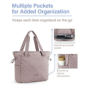 BAGSMART 25L Quilted Tote Bag Large Shoulder Bag with Top Handle for Women, Machine Washable Work Travel Handbag