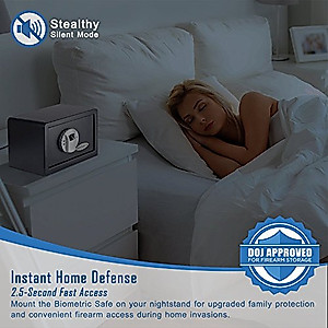 Barska AX11620 Biometric Fingerprint Mini Security Home Safe Box 0.29 Cubic Ft, Black, 12" x 8" x 7.75"