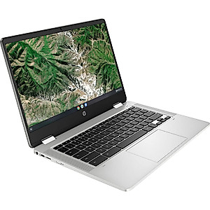 Hp Laptop X360 14a Chromebook 14in HD Touchscreen Intel Celeron 4GB DDR4 64GB eMMC WiFi Webcam Stereo Speakers Bluetooth 4.2 Chrome Silver Color (Renewed)