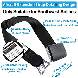 Airplane Seat Belt Extender, Seatbelt Extender Adjustable 7-31" for Southwest Airlines Except 737-8001737MAX8