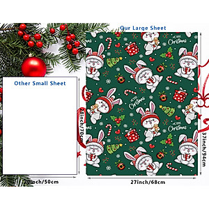 BOLIANNE Christmas Wrapping Paper for Kids Boys Girls - Funny Xmas Holiday Gift Wrap with Socks, Rabbits, Nutcracker for New Year Party - 6 Large Sheets, 27 x 37 Inch, High Gloss