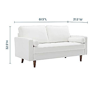 Modway Valour Performance Velvet Loveseat, White Valour Performance Velvet Loveseat