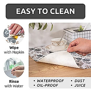 FIFTY-FEET 18X96 Inch Shelf Liner for Kitchen Cabinets, PVC Drawer Liner for Dresser Non-Slip Bathroom, Non-Adhesive Cabinet Liner Washable (Black Floral)(1 Roll)