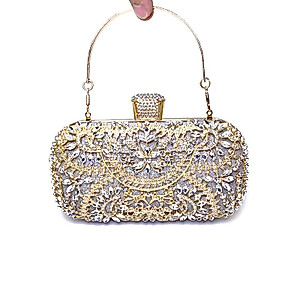 YLLWH Evening Clutch Bag for Women Wedding Golden Clutch Purse Chain Shoulder Bag Small Party Handbag with Metal Handle