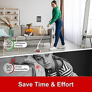 iMMDOKIN Electric Spin Scrubber, Cordless Shower Scrubber with 6 Replaceable Brush Heads and Adjustable Extension Handle,Household Electric Power Cleaning Brush for Bathroom Grout Tub Tile Floor Wall