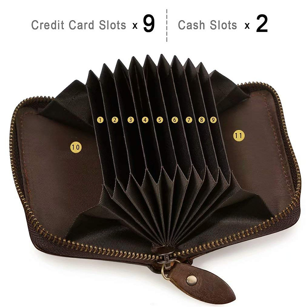 GADIEMKENSD Credit Card Holder RFID Blocking Leather Wallet Cute for Women and Man Coin Purse Protector Small Cards Case With Ladies Zipper Security Wallets Coffee