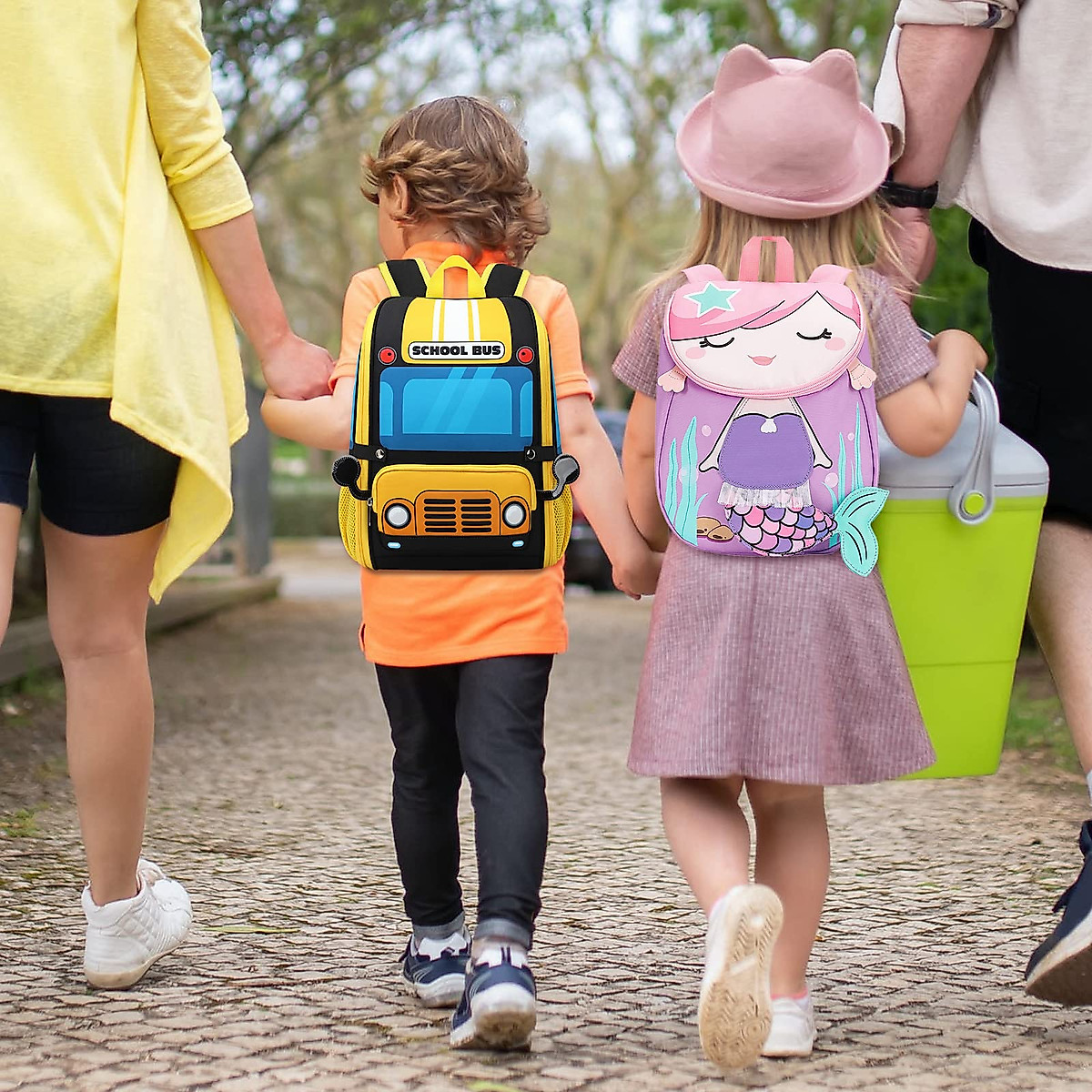 Kids Backpack for Boys Girls Preschool Bookbags 3D Cartoon Daycare Toddler Bags Yellow and Blue