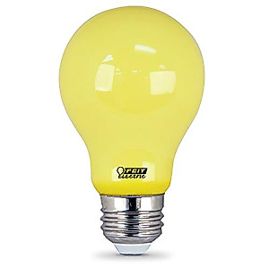 Feit Electric A19/BUG/LED Outdoor Bug Light 60-Watts Equivalent Non-Dimmable LED Light Bulb, E26 Medium Base, Yellow, Pack of 1