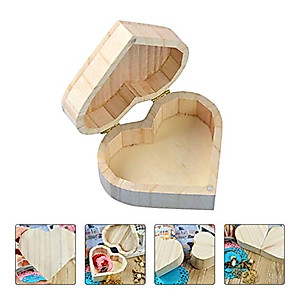 Ciieeo 2pcs Unfinished Heart Shape Storage Box Unpainted Wooden Storage Box Heart Shaped Wood Craft Organizer Box for Jewelry Gift on Valentines Day