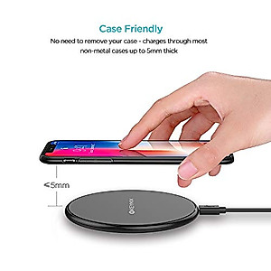 KEYMOX Qi-Certified Wireless Charger for iPhone13/ 12/12 Mini/12 Pro Max / SE, 11, 11 Pro, 11 Pro Max, XR, Xs Max, XS, X, 8, 8 Plus, 10W Fast-Charging Galaxy S20 S10 S9 S8, Note 10(No AC Adapter)