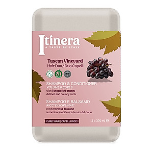Itinera Tuscan Vineyards Gift Box with Volume & Curls Shampoo & Conditioner (2 x 12.51 fl oz) - For Curly Hair - Vegan Friendly - 95%+ Natural Origin Ingredients