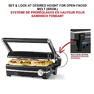 Starfrit 024505-002-0000 The Rock 1,500-Watt Panini Maker with Reversible Plates
