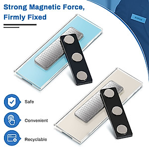 240 Pack Name Badge Magnets Kit Acrylic Magnetic Name Tag Holders Magnetic Name Badge Holders with Blank Printable Paper Inserts 3 Magnets Clear Adhesive ID Holder for Business Events School Office