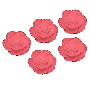 Uonlytech 5 Pcs Flameless Candle Flower Night Light LED Tea Lights Waterproof Floating Rose for Pool Garden Fish Tank Wedding Party Decor Pink