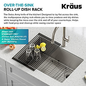 Kraus 20.5 in. Over Sink Roll Up Dish Drying Rack in Jet Black