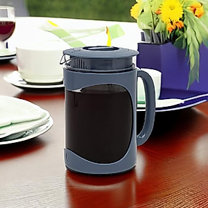 Primula Burke Deluxe Cold Brew Iced Coffee Maker, Comfort Grip Handle, Durable Glass Carafe, Removable Mesh Filter, Perfect 6 Cup Size, Dishwasher Safe, 1.6 qt, Blue