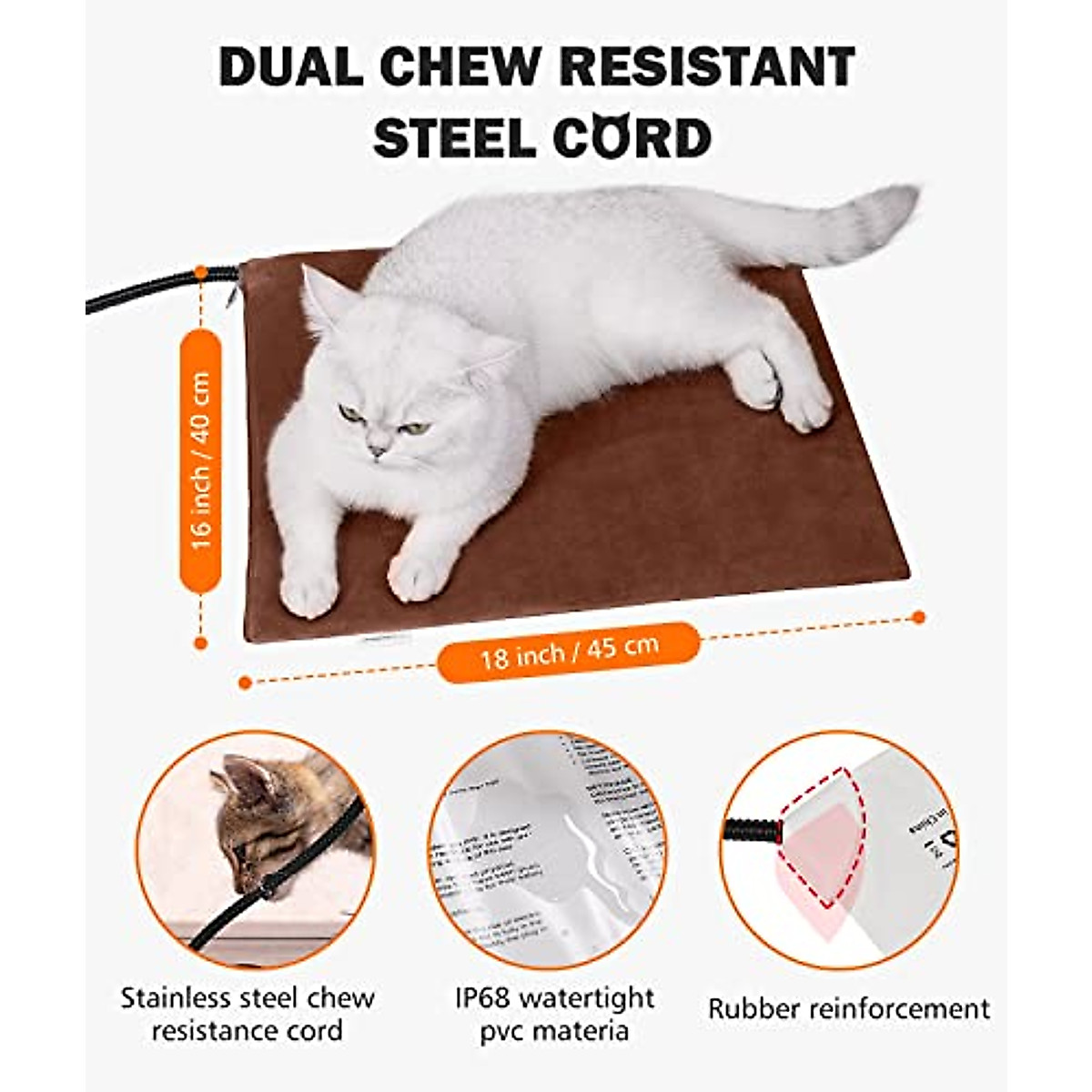 BurgeonNest Pet Heating Pad for Dogs Cats with Timer, 28" x 16" / 18" x 16" Upgraded Electric Heated Dog Cat Pad Temperature Adjustable Pet Bed Warmer Blanket Mat Auto Power-Off