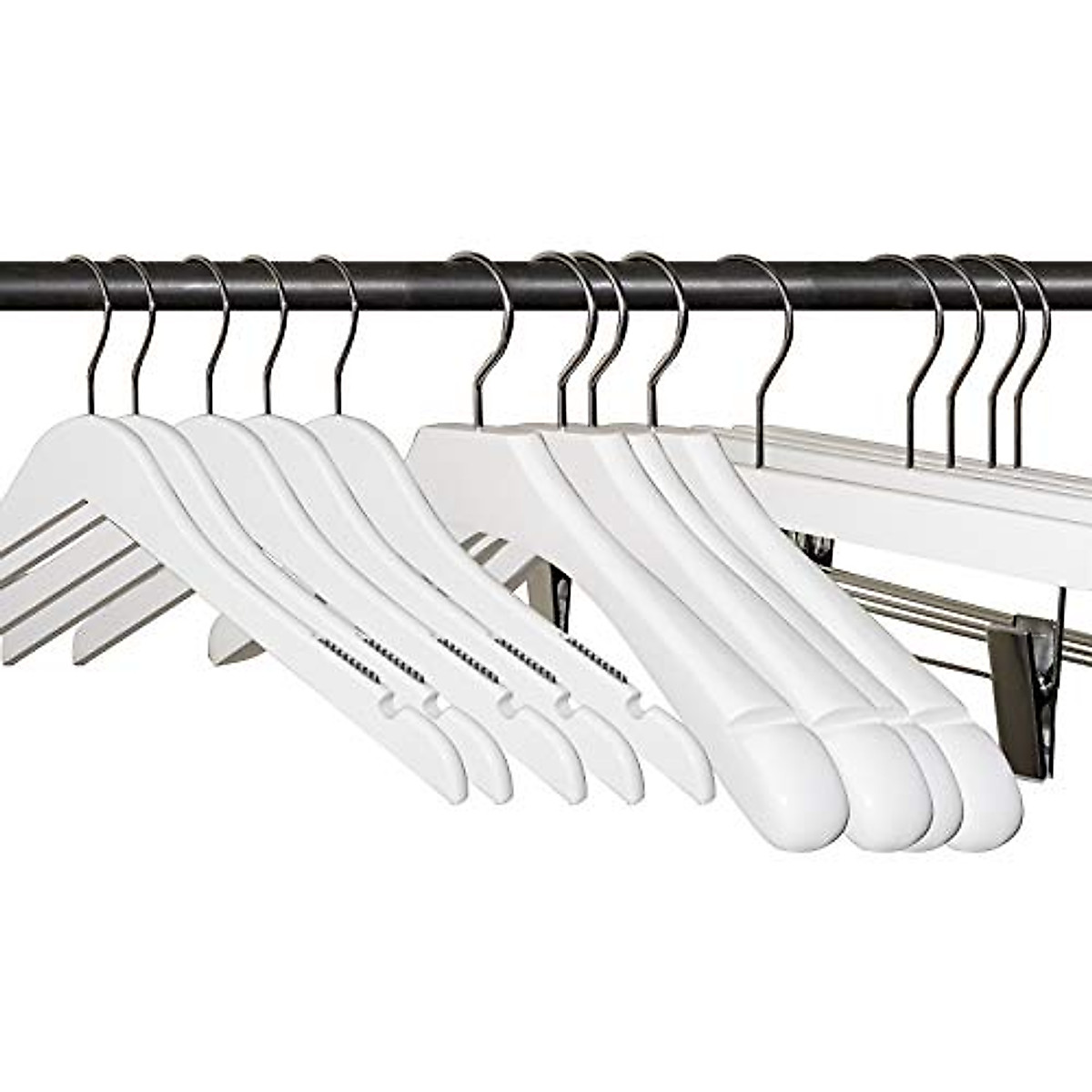 NAHANCO 20517 Wooden Top Hanger, Flat, 17", High Gloss White Finish (Pack of 100)