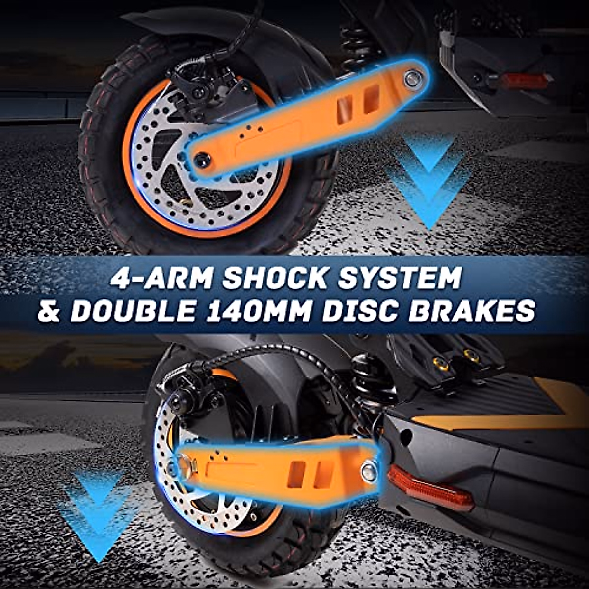 Electric Scooter with Seat, 1000W Electric Scooter for Adults Up to 35 MPH & 50 Miles Ranges, 10" Off Road Tires, Dual Disk Brake & Shock Absorption System, Handbar Case and Air Pump Included