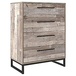 Signature Design by Ashley Neilsville Industrial 4 Drawer Chest of Drawers, Whitewash