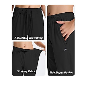 DEVOROPA Boys Sweatpants Fleece Lined Open Bottom Water Resistant Youth Athletic Joggers Thermal Pants Zipper Pockets Black L