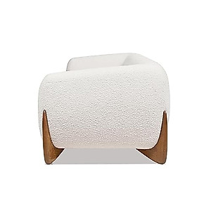 Jennifer Taylor Home Alpine 90.5" White Boucle Modern Scandinavian Minimalist Round Arm Sherpa Sofa