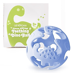 Dinosaur Baby Teething Toys, Textured Sensory Toys for Babies, Lightweight Soft Baby Sensory Toys, BPA-Free Silicone Infant Teething Toys, 0-18 Months, Teething Baby, Easy to Clean - Blueberry Blue