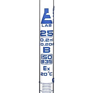 EISCO Serological Pipette, 25ml - Class B, Tolerance ±0.200ml - Blue Graduations - Color Code, White - Calibrated for Delivery to Jet - Borosilicate Glass