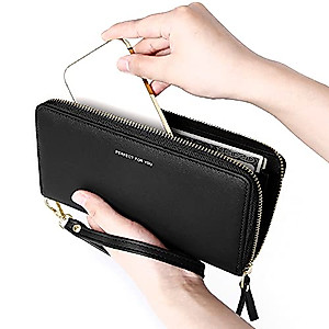 GEEAD Wallets for Women Large Capacity PU Leather Credit Card Holder Clutch Wristlet Wallet