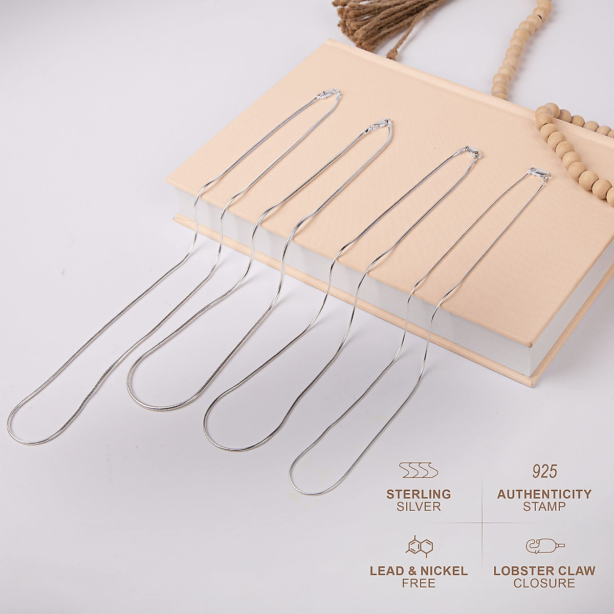 PORI JEWELERS 925 Sterling Silver Italian Magic Snake Chain Necklace - 16"-30" (18, Silver, 0.85MM)