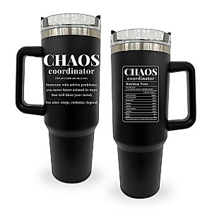 Chaos Coordinator 40oz Tumbler Thank You Gifts Water Bottle Boss Gifts Double Wall Travel Coffee Mug Stainless Steel Vacuum Insulated Thermal Cup for Men Secretary Supervisor Leader Birthday Christmas