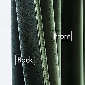 MIULEE Velvet Curtains 84 inches 2 Panels - Luxury Blackout Curtains for Bedroom Living Room Thermal Insulated Super Soft Window Drapes Rod Pocket & Back Tab, Olive Green, W52 x L84 inches
