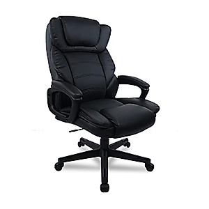CLATINA Ergonomic Big and Tall Executive Office Chair with Faux Leather 400lbs High Capacity Adjustable Height Thick Padding Headrest and Armrest for Home Office Black
