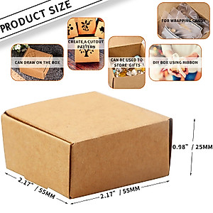 BadenBach 100 PCS Mini Kraft Gift Boxes,2.16 x 2.16 x 0.98,Small Cardboard Paper Jewelry Present Soap Coin Shipping Boxes for Valentine's Day,Festival,Small Business,Art Craft,Party Favors (Brown)