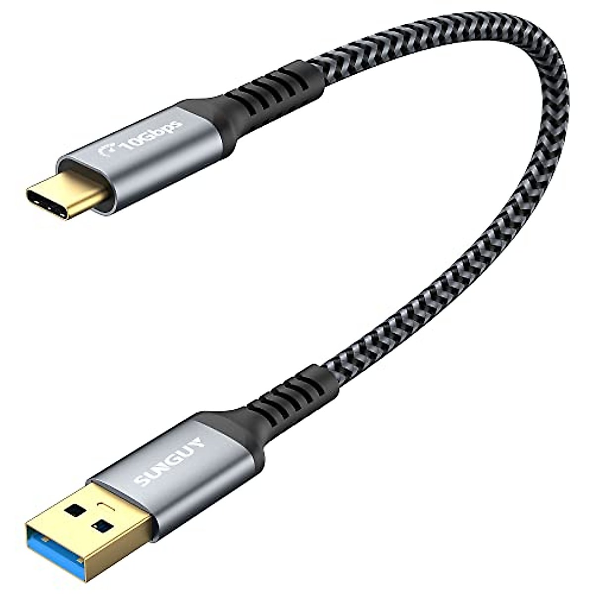 SUNGUY USB C Android Auto Cable 1FT, USB C to USB 3.1 USB 3.2 Gen2 10Gbps USB A to C Data Fast Charging Cable Compatible with Samsung Galaxy S21 S20 S10 S10E Note 20, USB C External C SSD, Pixel