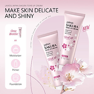 Whitening Brightening Tone up Cream,Sakura Essence Glow Tone up Cream Face Moisturizer Cream 1.06 Fl OZ Hydrating & Smooth Dry Skin Lightweight Nourishing Facial Skin Instant Tone-Up Lazy Face Cream