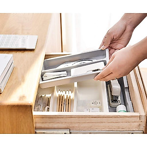 LSXLSD Three-Piece Drawer Storage Box Desk Separation and Finishing Free Combination Sundries Cosmetic Compartment Really Useful Storage (Color : Gray)