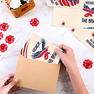Watersay 100 Sets Veteran Thank You Cards with Envelopes and Stickers Military Appreciation Note Cards Memorial Day Watercolor Cards 4 x 6 Inch Blank Cards Bulk for Veterans Memorial Day