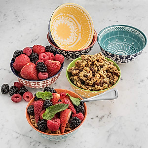 Annovero Mugs, Dessert Bowls. Cute and Colorful Porcelain Dishes for Kitchen, Microwave and Oven Safe. Bundle