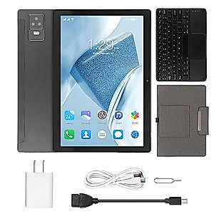 Haofy 10.1 Inch 2-in-1 Tablet, Portable Tablet with Stereo Dual Speaker 8GB RAM 256GB ROM 100‑240V, with Keyboard to Work (US Plug)