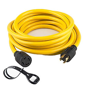 Yodotek 40FT Heavy Duty Generator Locking Power Cord NEMA L14-30P/L14-30R,4 Prong 10 Gauge SJTW Cable, 125/250V 30Amp 7500 Watts Yellow Generator Lock Extension Cord with UL Listed